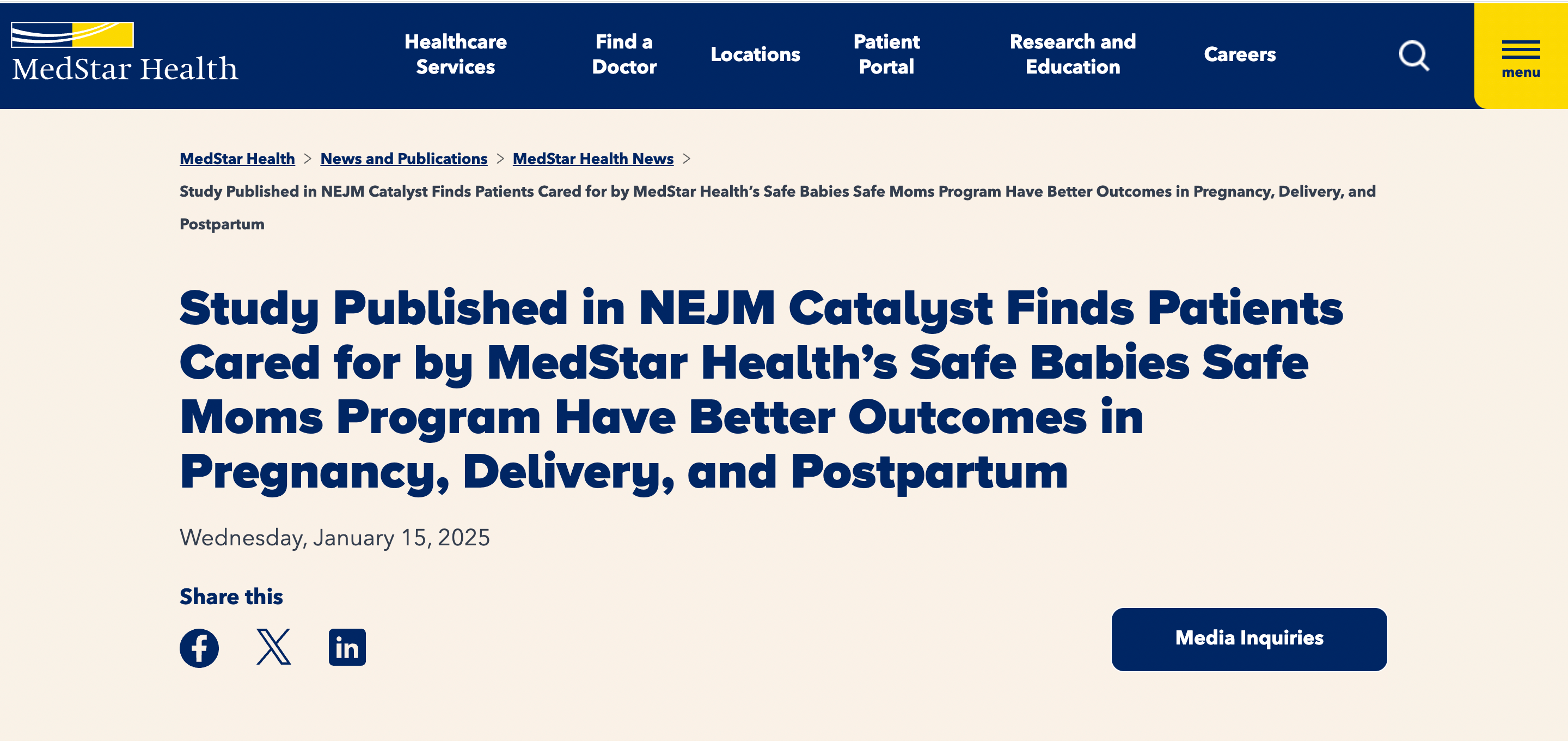 MedStar Health’s Safe Babies Safe Moms Program Featured in NEJM ...
